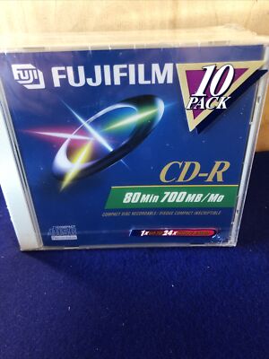 Lot Of 10 NEW FUJIFILM CD-R All Purpose Blank Recordable CDs W/ Cases ...