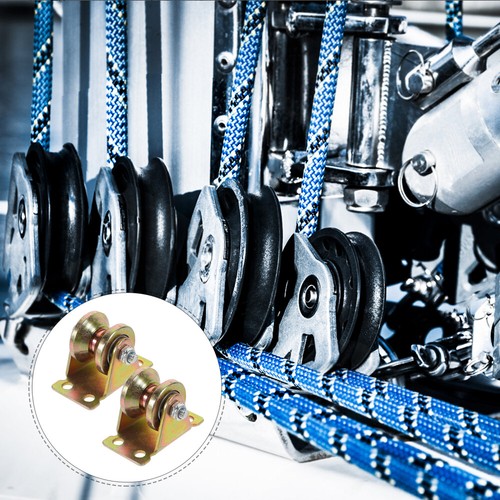 2 Pcs Heavy Duty Rope Pulley Single Wheel Angle Iron Thicken Round ...