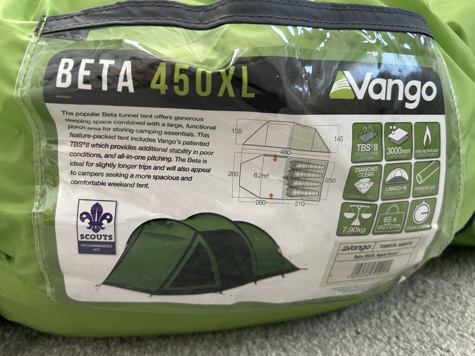 Vango Beta 450XL 4-Person Tent Apple Green | eBay UK