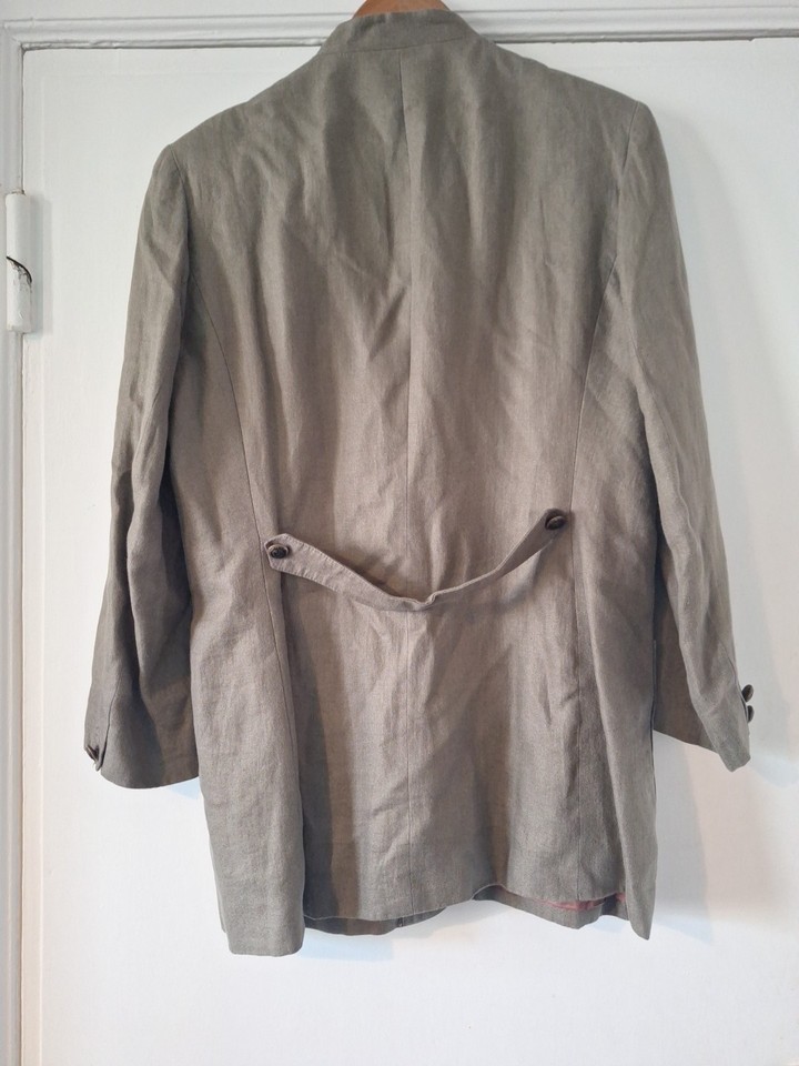 Patsy Seddon Phase Eight Medium Linen Blazer Jacket Militory Style Grey ...