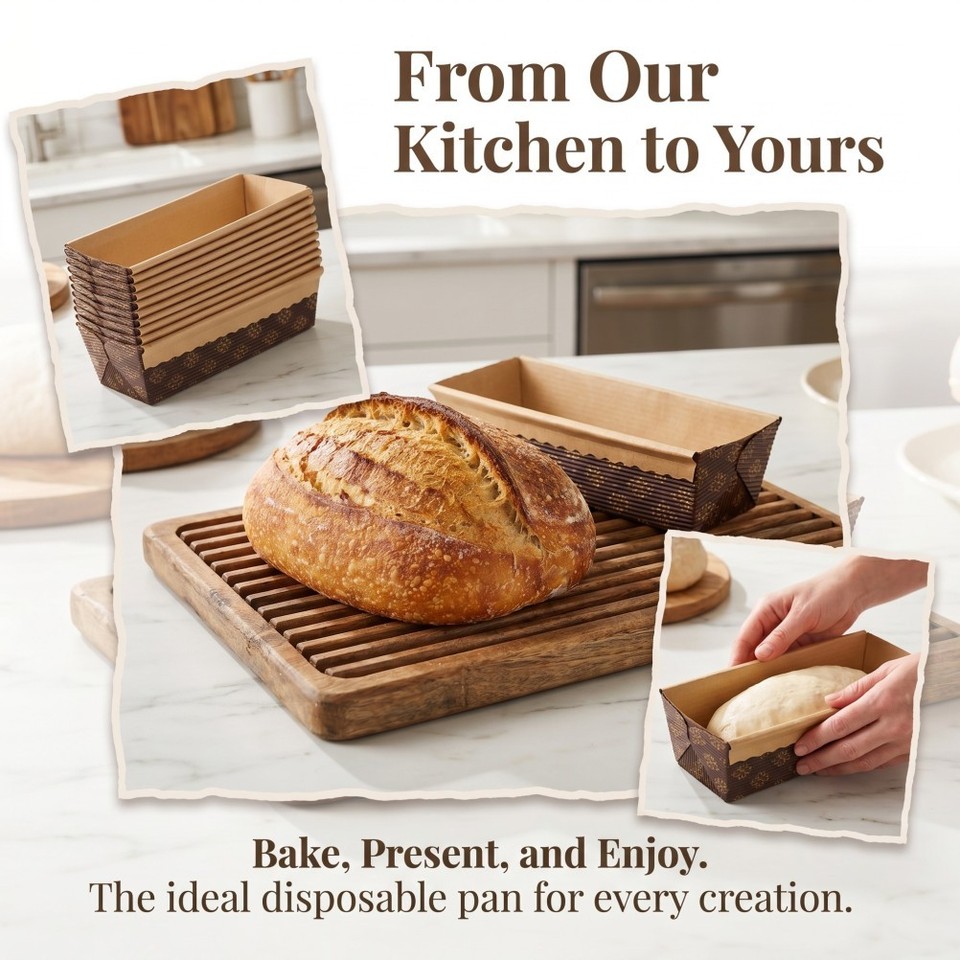 10pcs Paper Loaf Pans for Baking: Reusable Rectangular Bread Baking ...