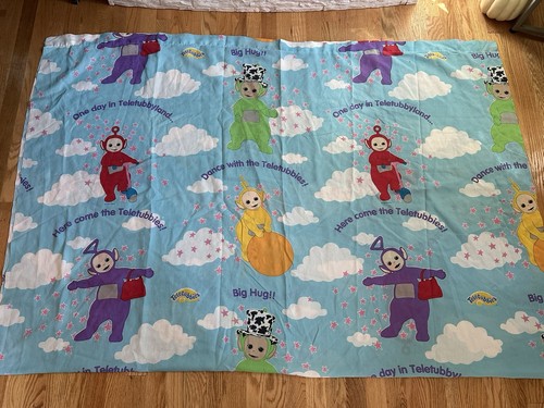 Vintage Teletubbies Bed Sheet Twin Flat Fabric 1996 90s Tinky Winky ...