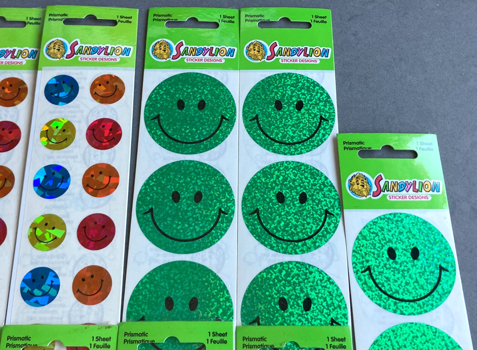 1990's Vintage SANDYLION Smiley Face STICKER SHEETS lot of 15 unopened ...