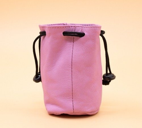 Soft Leather Round Drawstring Pouch Coin Soft Women Wrist Multiple ...