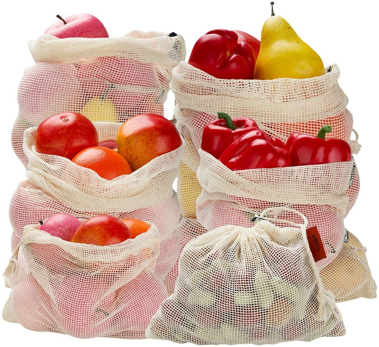 10 Pack of Reusable Eco Friendly Mesh Food Bags Produce Grocery ...