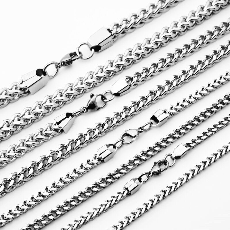 Two Colors 2.5-8mm Man Woman Stainless Steel Wheat Braided Foxtail ...