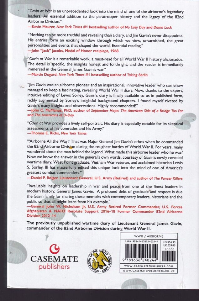 GAVIN AT WAR: THE WORLD WAR II DIARY OF LIETENANT GENERAL JAMES M ...