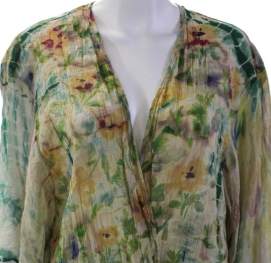Citron Santa Monica Silk Chiffon Duster OS B54" Abstract Art & Tie-Dye ...
