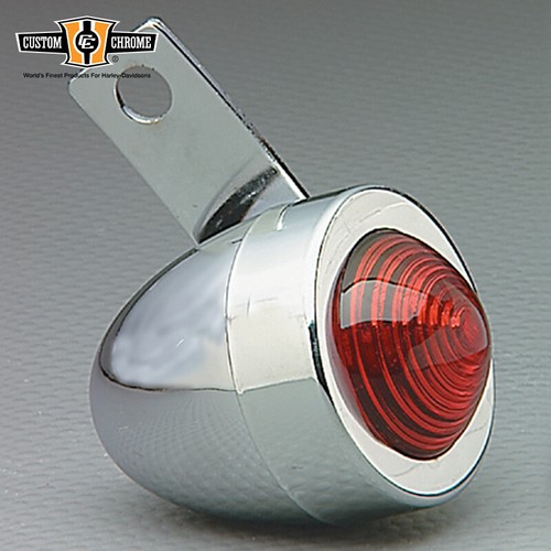 Chrome Bullet Light with Mounting Bracket Red Lens Fit For Harley | eBay