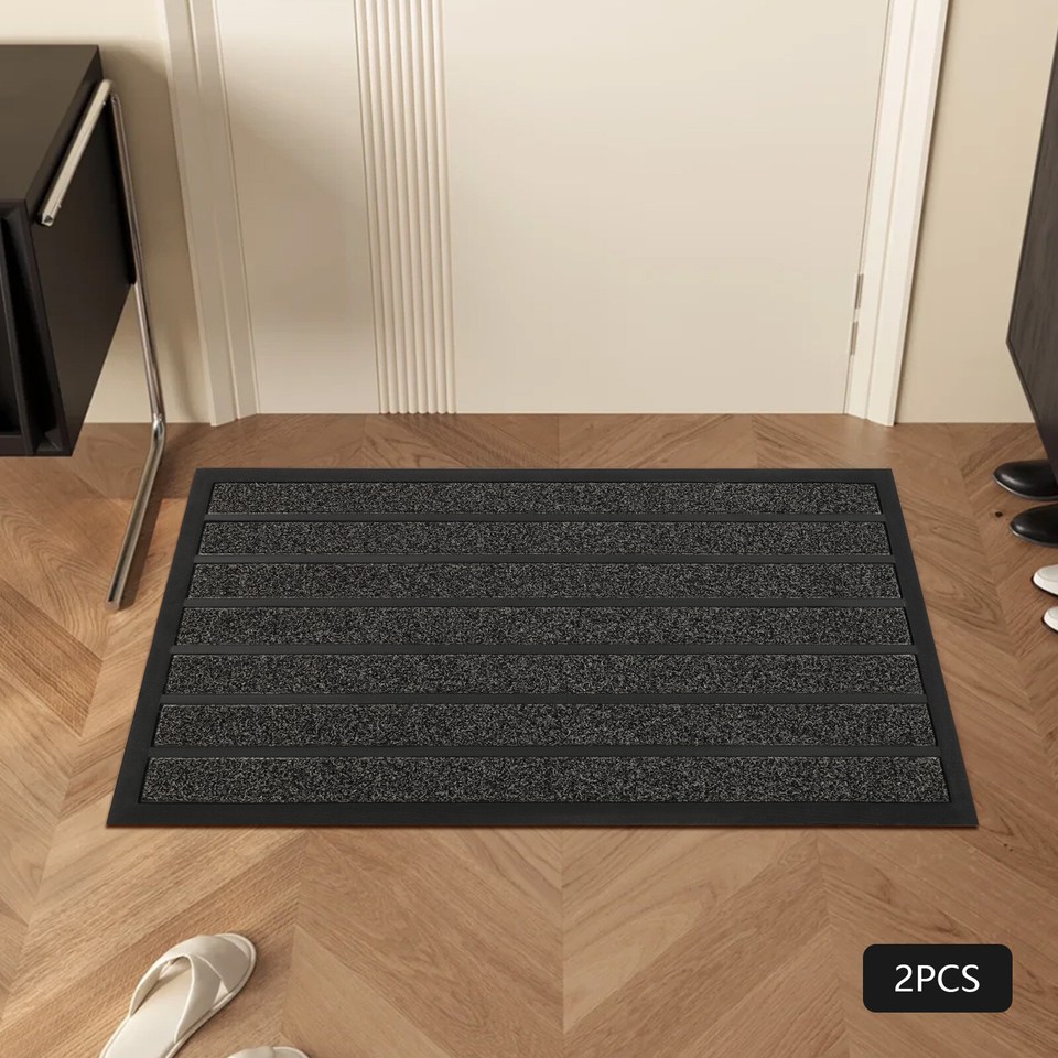 30*18" 2pc Black Minimalist Design Door Mat Outdoor Entrance Mat Front ...