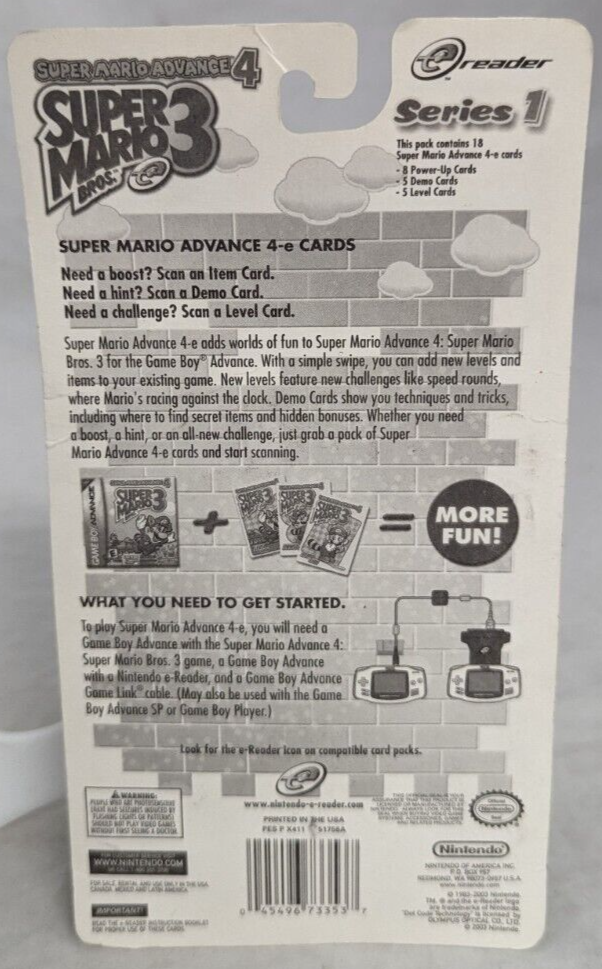 Super Mario Advance 4 Super Mario Bros. 3 Series 1 GBA Ereader Cards ...