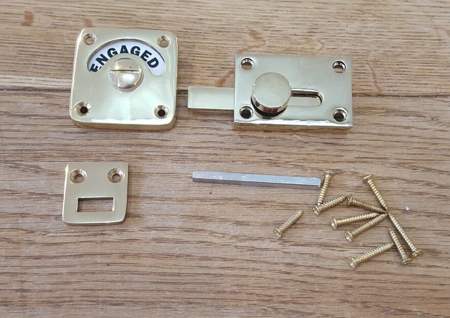 VINTAGE BRASS VACANT ENGAGED TOILET BATHROOM DOOR LOCK INDICATOR ...