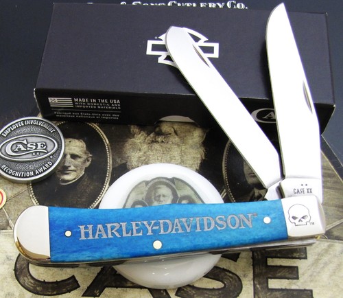 Case XX Harley Davidson Trapper Knife 2025 Caribbean Blue & Skull ...