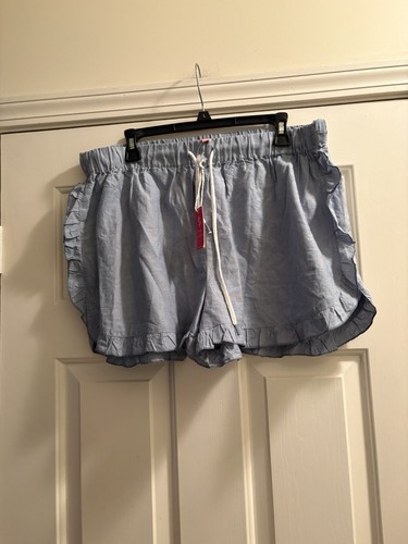 NWT Simply Southern Ruffle Shorts Chambray Drawstring 100% Cotton Size ...