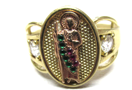 14K Two Tone Yellow Rose Gold 5.40 Grams St. Jude Ring Size 11 NO ...