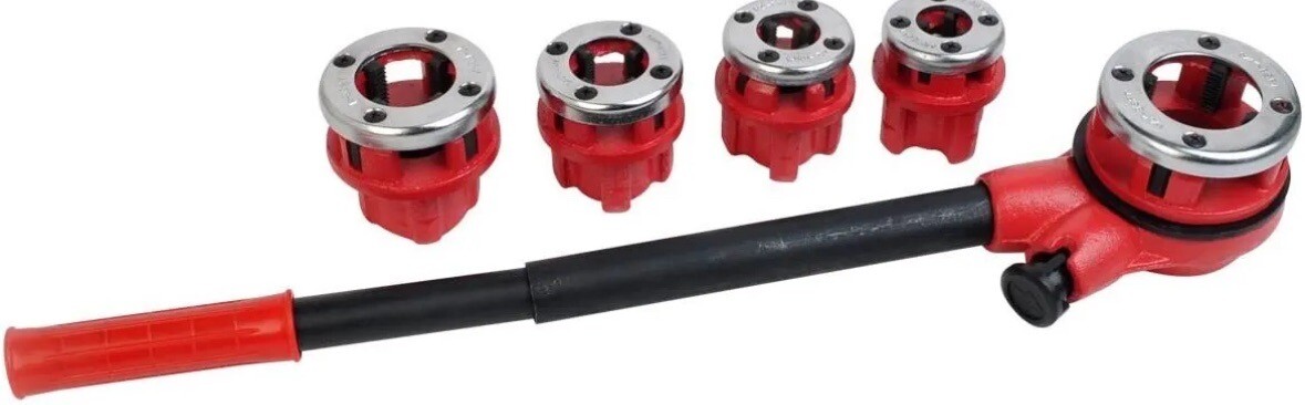 8Pc Pipe Threader Tool W/Ratchet Handle Ratcheting & 5pc NPT Stock Dies ...