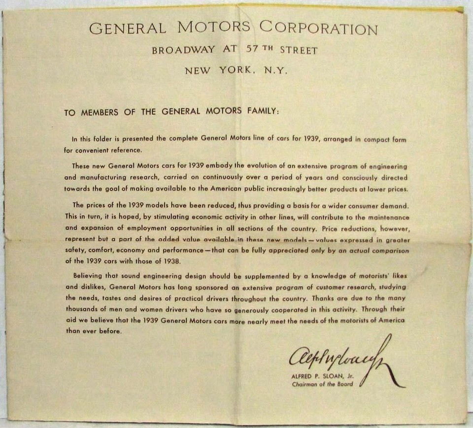 1939 General Motors Car for Every Purse and Purpose Sales Folder Poster ...