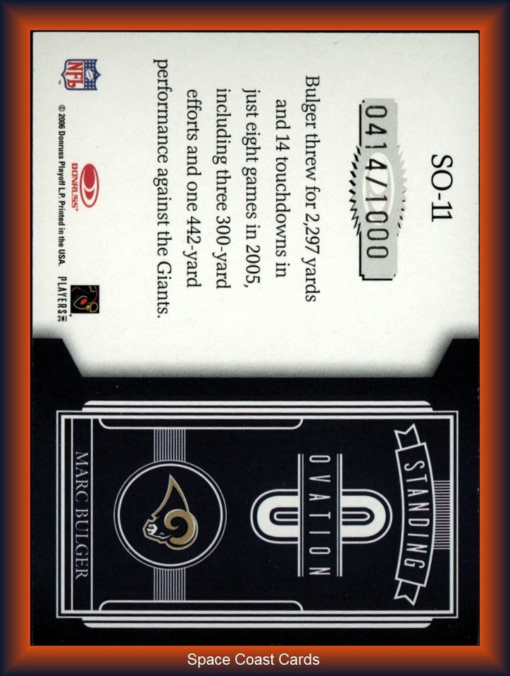 2006 Leaf Rookies and Stars Standing Ovation Red Rams Card #11 Marc Bulger /1000 | eBay