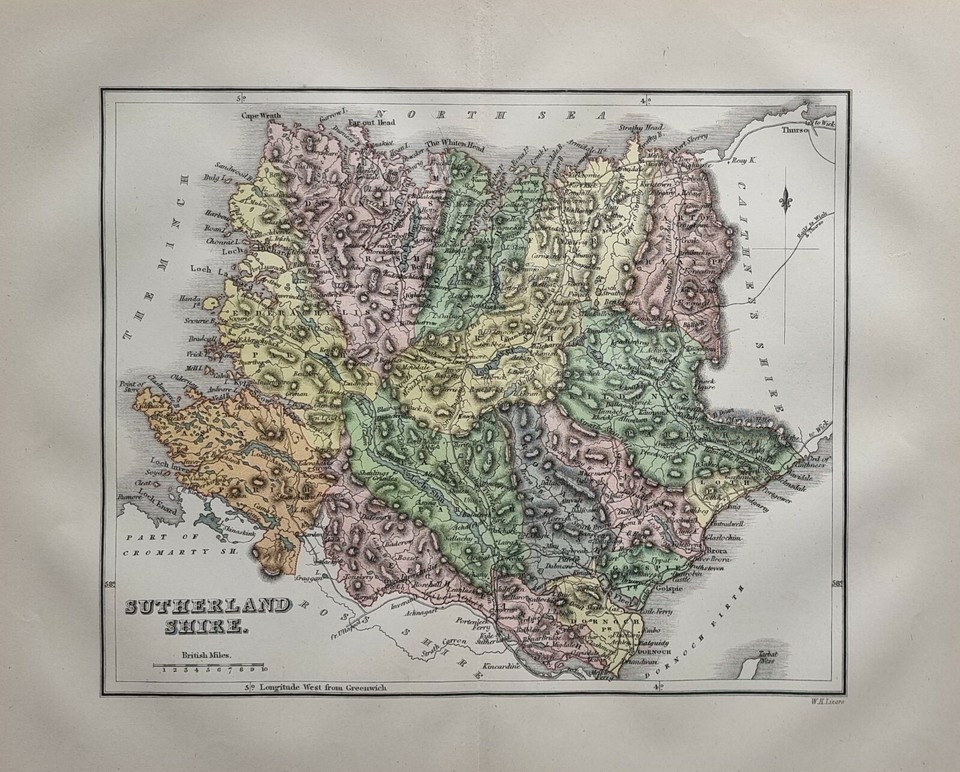 1884 SCOTTISH MAP SUTHERLAND SHIRE EDDERACHYLIS KILDONAN LOTH | eBay