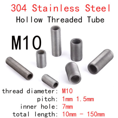 1pcs M10 1mm 1.5mm Pitch 304 Stainless Steel Threaded Tube Hollow Tooth ...