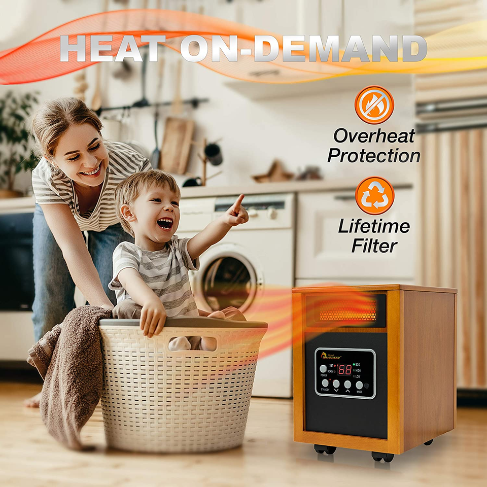 1500W Infrared Portable Space Heater Dual Heating System Heat Up a ...