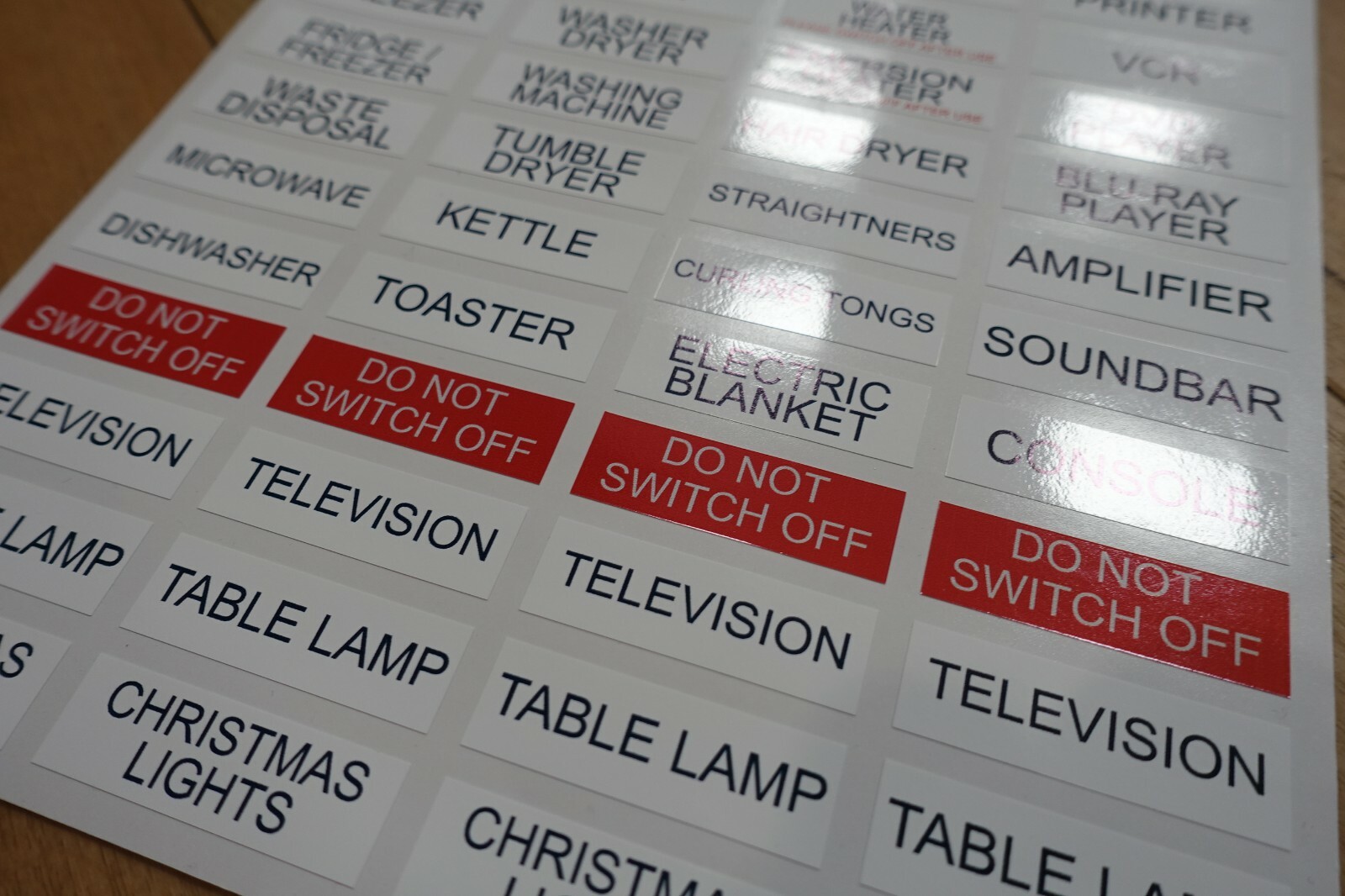 Set of 52 Electrical Plug + Switch Vinyl Labels Stickers , Kitchen ...