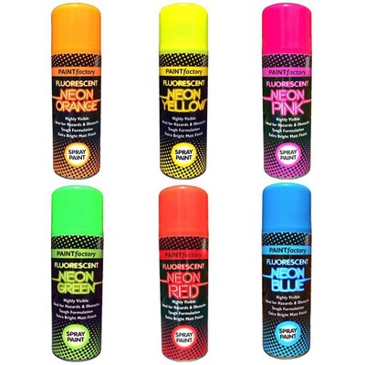 Fluorescent Bright Neon Spray Paint Aerosol DIY Matt Hi Vis Safety ...