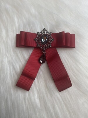 Red Bow Brooch Pin Neck Tie Ribbon Bow New Women Fashion Accessories | eBay