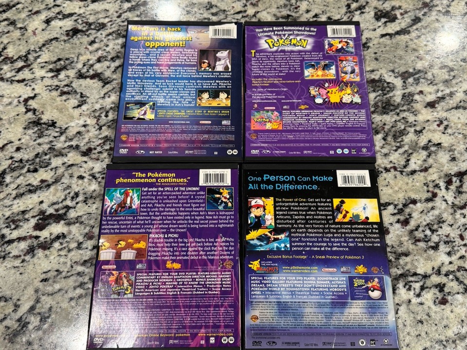 Pokémon First Movie, 2000, 3 & Mewtwo Returns DVD Bundle EUC +FREE US ...