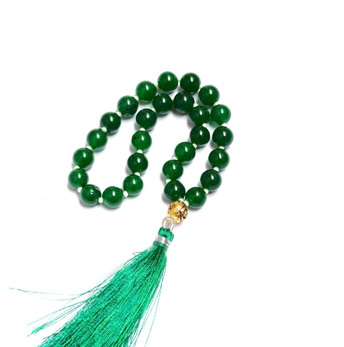 Natural green onyx Hand Japa Islam Prayer 27 Beads Round Meditation ...