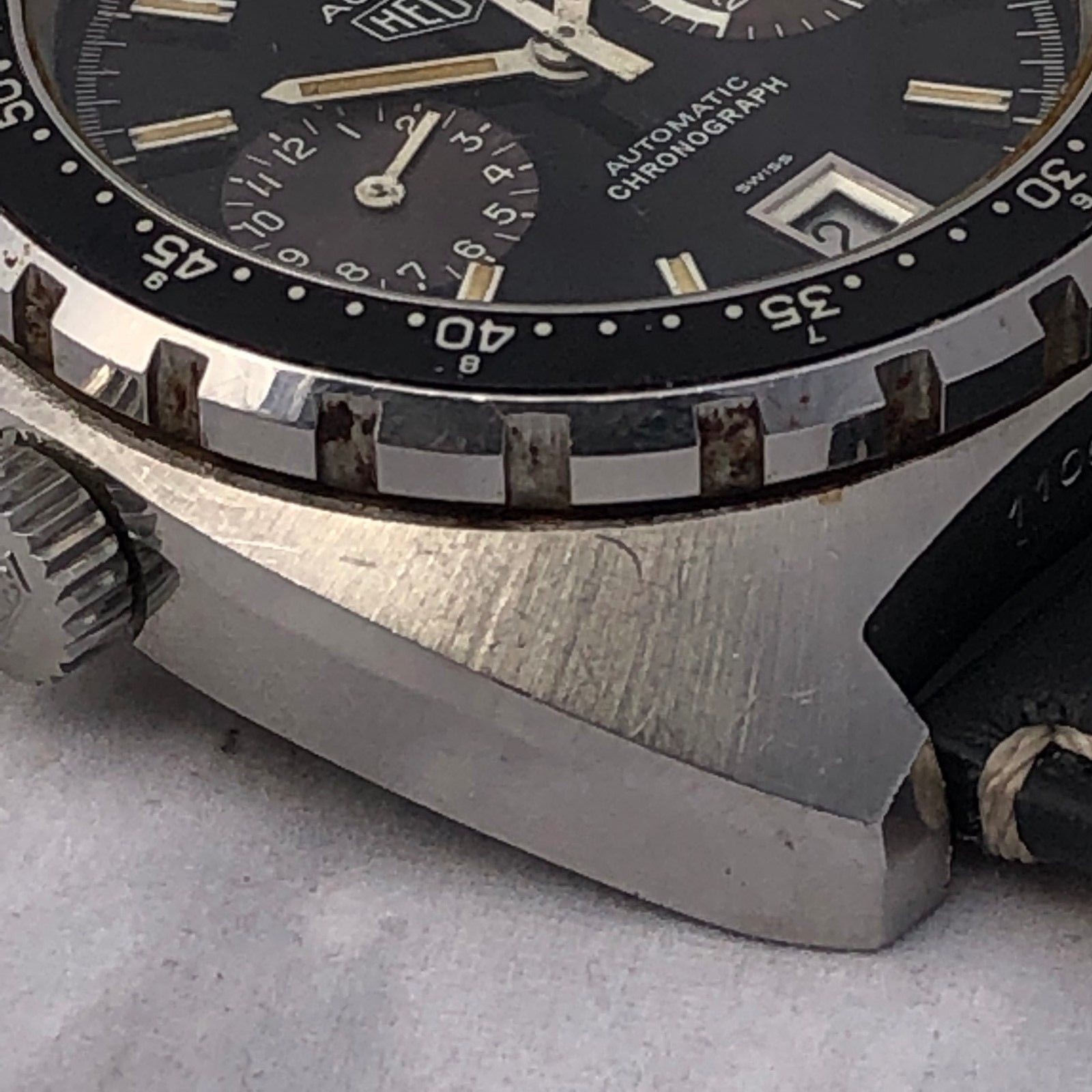 RARE VINTAGE HEUER AUTAVIA REF 11063 V AUTOMATIC CHRONOGRAPH GLOSS DIAL ...