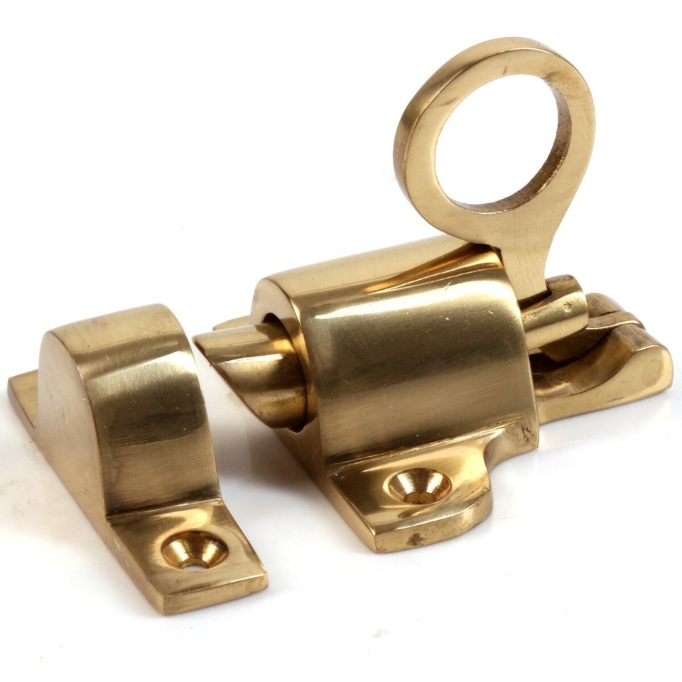 SOLID BRASS CABINET LATCH Spring Loaded Gold Cupboard Wardrobe Door ...