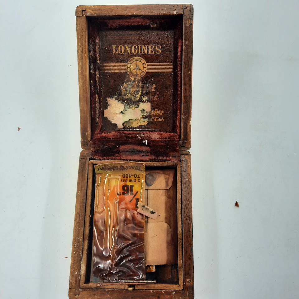 Longines Antique 1940's Wooden Watch Presentation Display Box Working ...