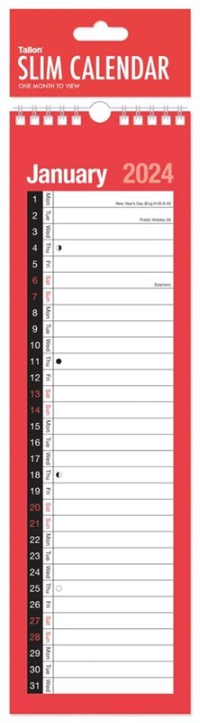 2024 Wall Calendar Slim , Large Month to View Planner, Easy View ...