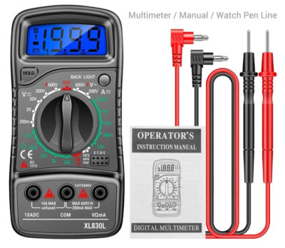 LCD Digital Multimeter Voltmeter Ammeter Ohmmeter Volt AC DC Tester ...
