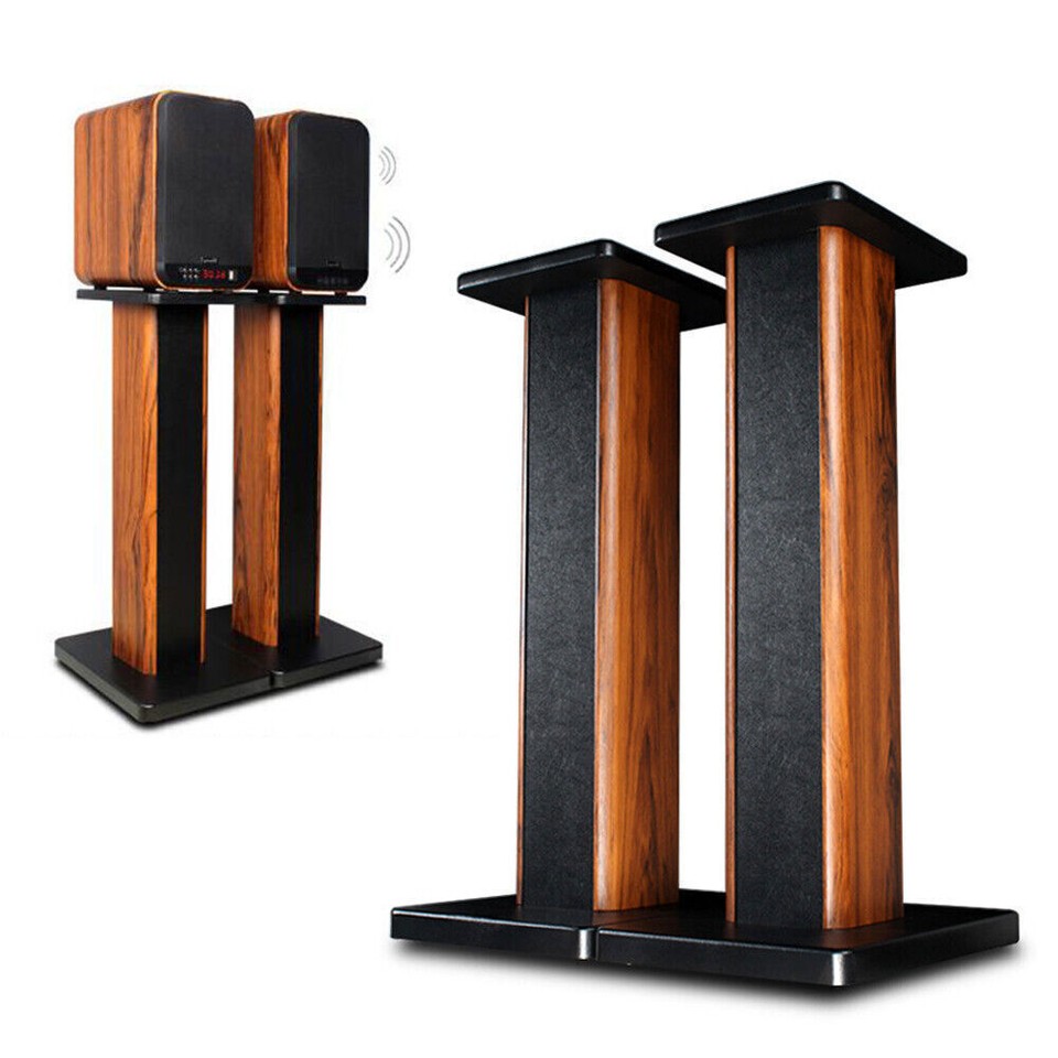 Bookshelf Floor Speaker Stands 1Pair Wood Column Home Theater Speaker ...
