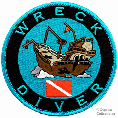 WRECK DIVER SCUBA PATCH DIVING SHIPWRECK ROUND DIVEMASTER embroidered ...