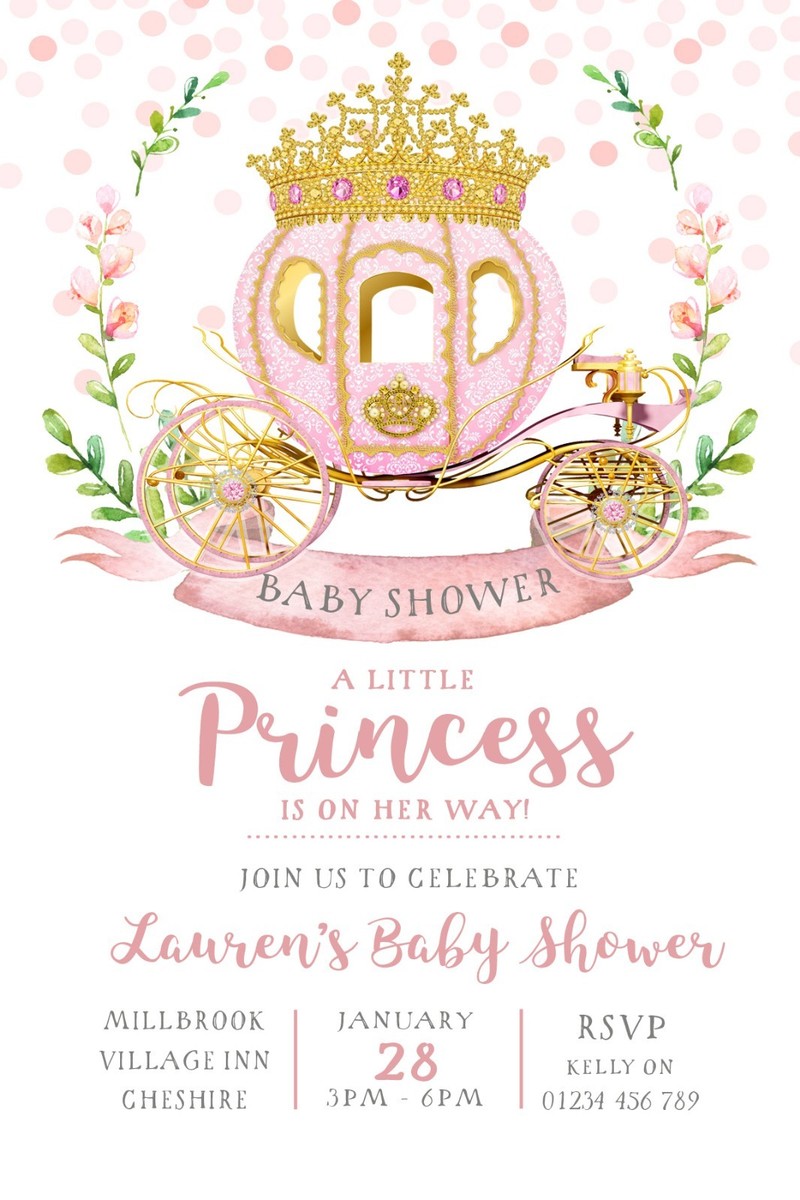 A New Little Princess Baby Shower Invitations Floral Pink Princess