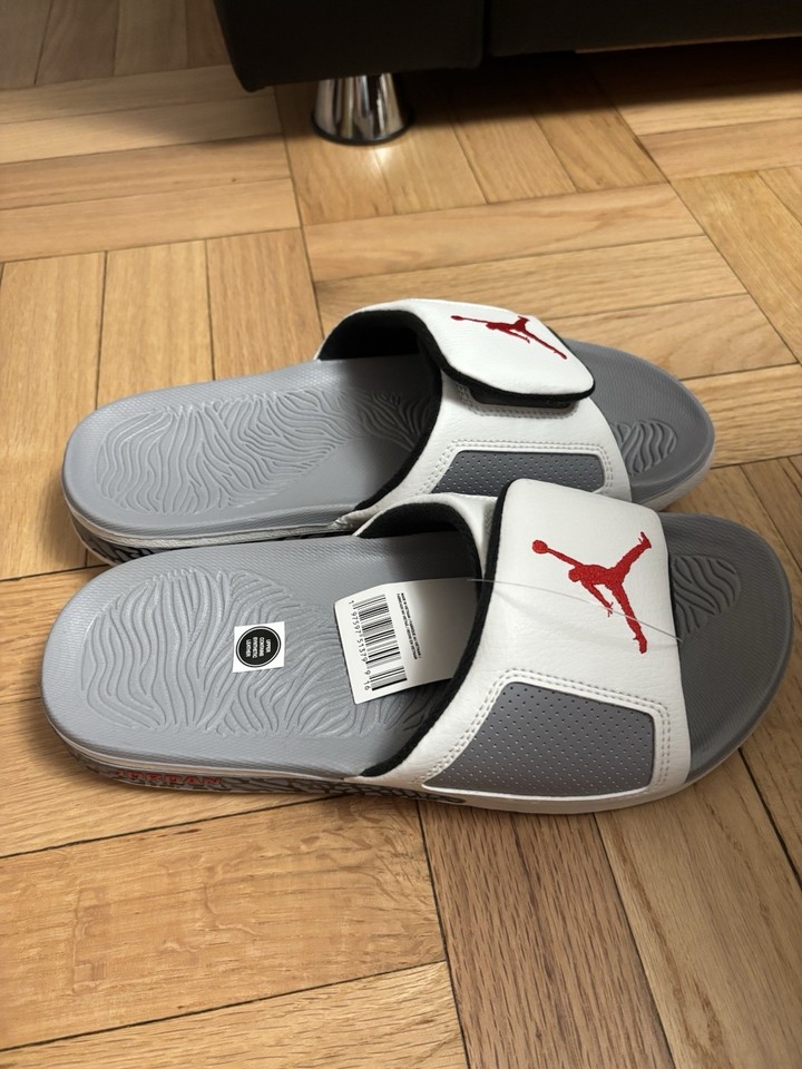Air Jordan Hydro 3 Slides White Cement Grey 854556-101 Men's Size 8 | eBay