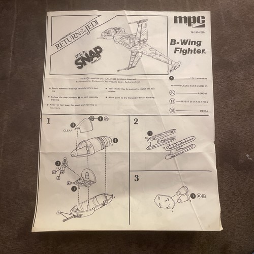 Vintage Star Wars Return of the Jedi Snap Model B-Wing Fight Instructions Crease | eBay