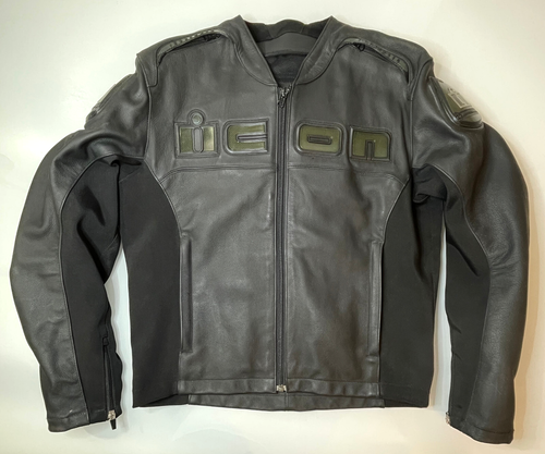 ICON Accelerant Black Leather Motorcycle Jacket Size M | eBay