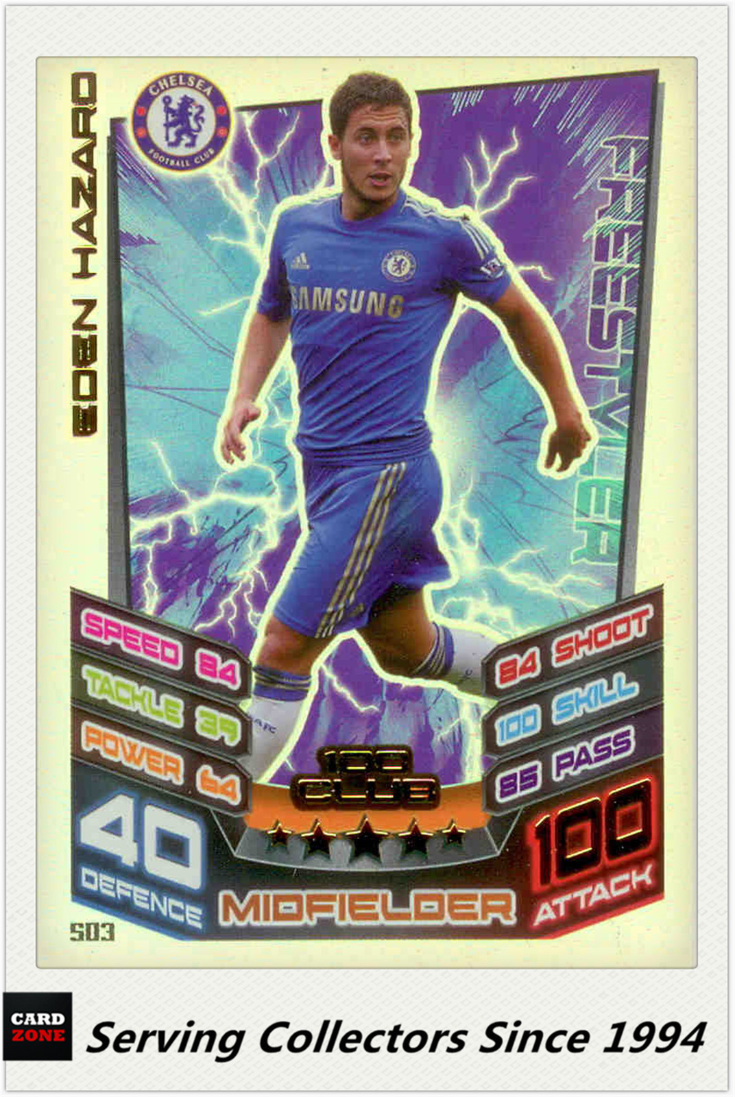 2012-13 Match Attax 100 Club Foil Card #503 Eden Hazard (Chelsea ...