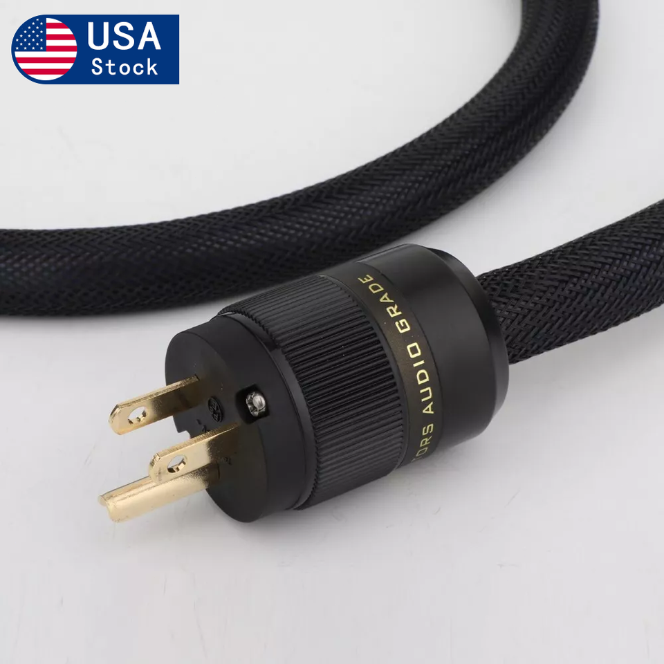 HIFI Audiophile power cable gold plated US plug Pure Copper AC Power ...