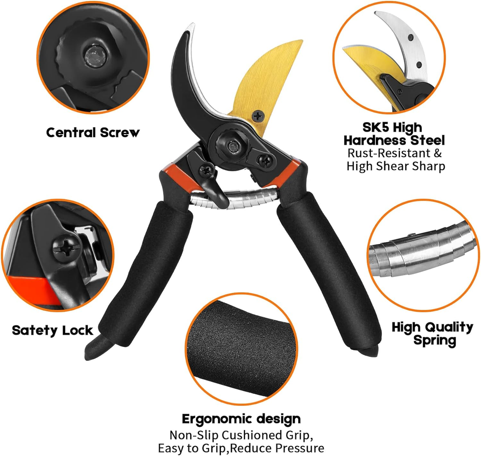 Pruning Shears for Gardening,Heavy Duty/Ultra Sharp Professional Bypass ...