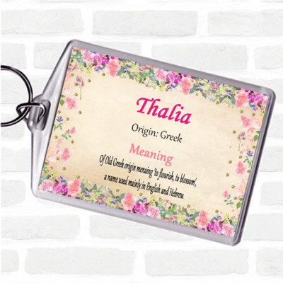 Thalia Name Meaning Bag Tag Keychain Keyring Floral | eBay