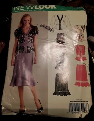 NEW LOOK 6629 MISSES PEPLUM TOP & SKIRT SEWING PATTERN SIZE 6-16 UNCUT ...