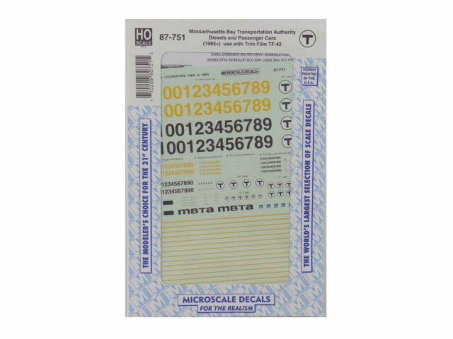 Microscale HO Decals MASSECHUSETTS MBTA Diesels F40ph & Passenger Cars ...