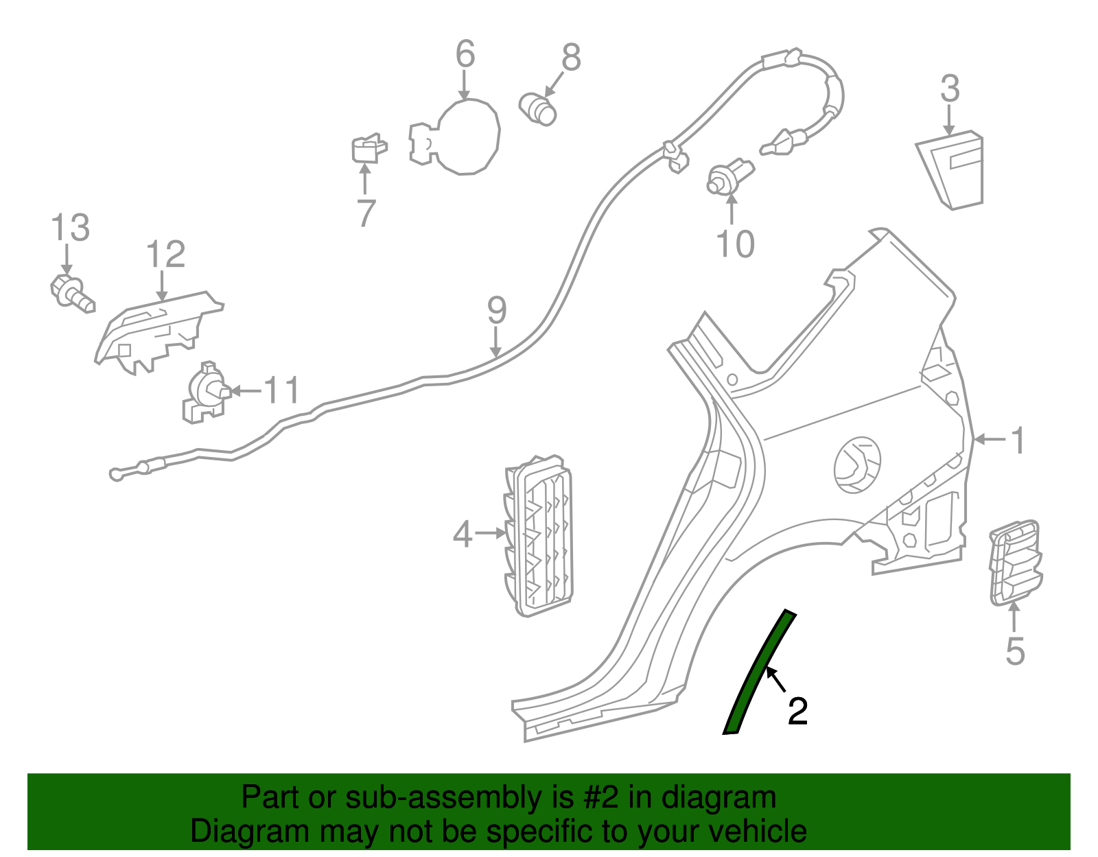 5874247020 Genuine Toyota Protector Quarter Panel LH 58742-47020 for ...