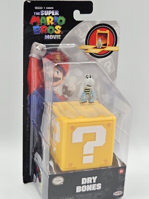 New Super Mario Bros. Movie Dry Bones Figure With Question Block Jakks ...