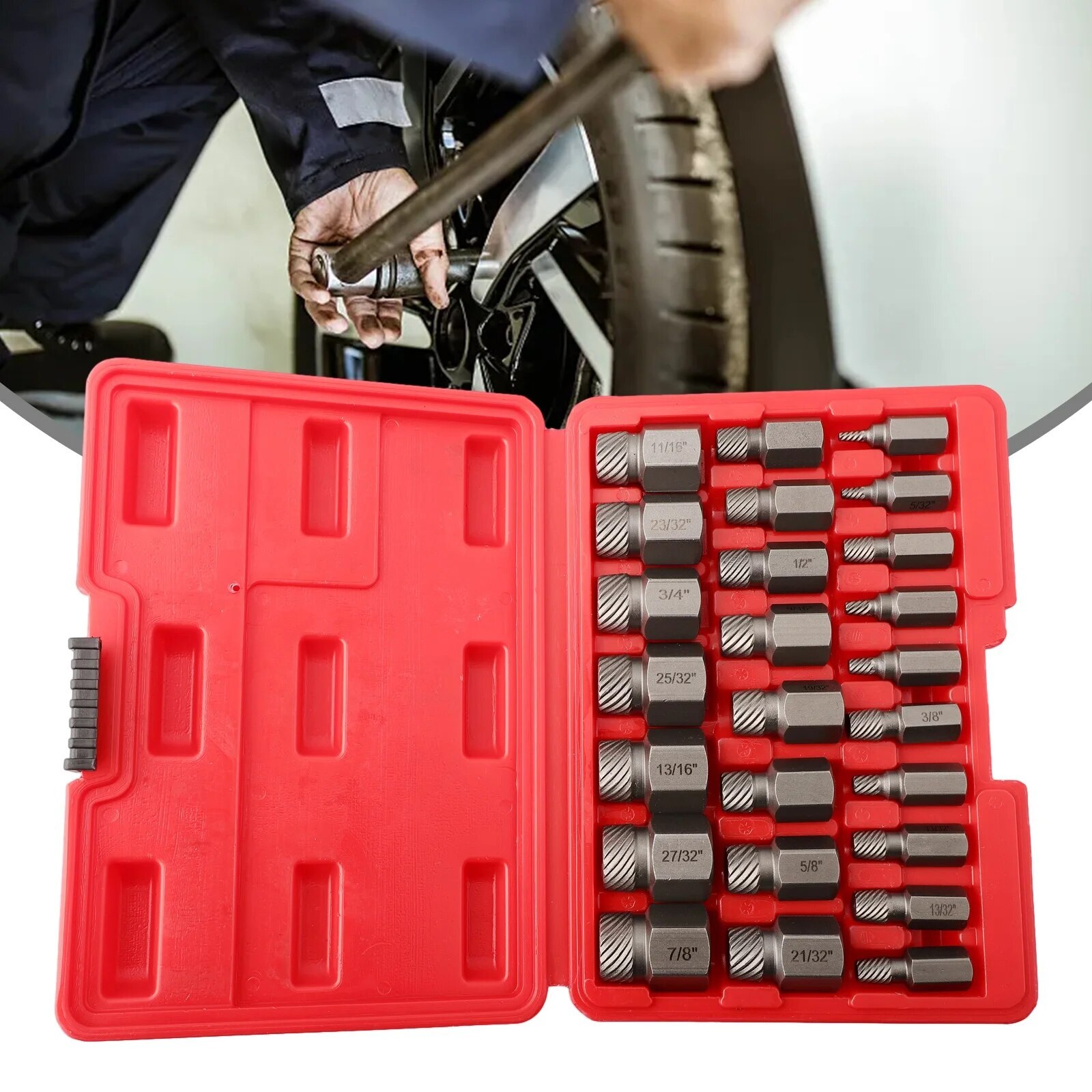 25pcs Multi-Spline Screw Extractor Set Hex Head Bit Socket Wrench Bolt ...